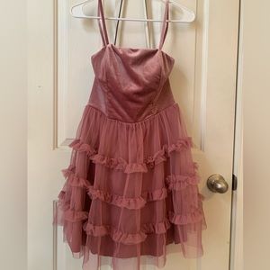 Trixxi | Dresses | Nwt Trixxi Mauve Pink Tulle Ruffle Crush Velvet ...